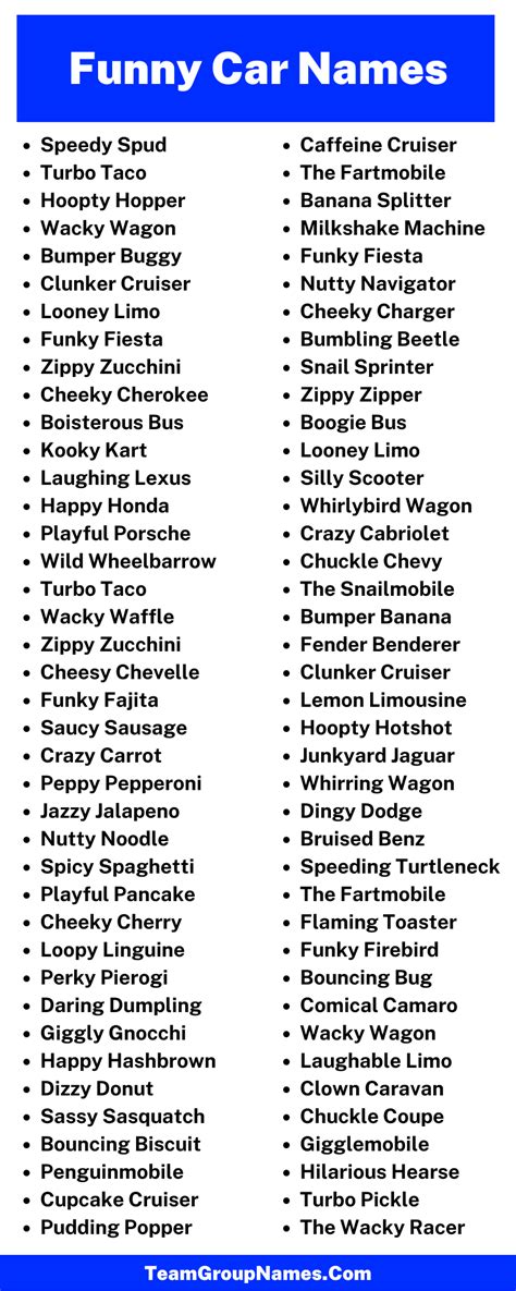 400 Funny Car Names For Every Personality From Classic To Modern