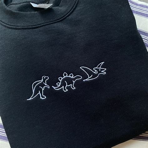 Dinosaurs Embroidered Sweatshirt Unisex Oversized Crewneck Dinosaur