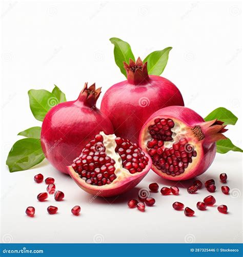 Photorealistic Pomegranate Product Photography On White Background