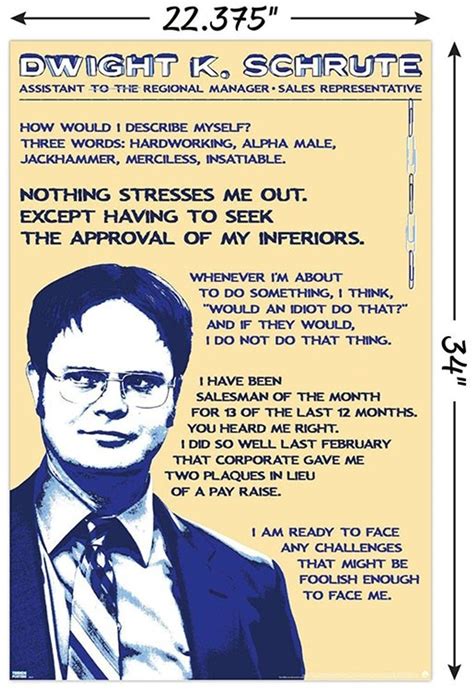 The Office Dwight Schrute Quotes Poster 22375 X 34 The