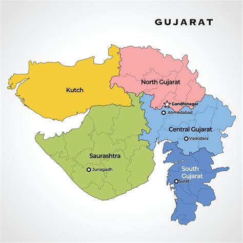 Detailed Map Of The Gujarat Region With Capital Gandhinagar 51428350