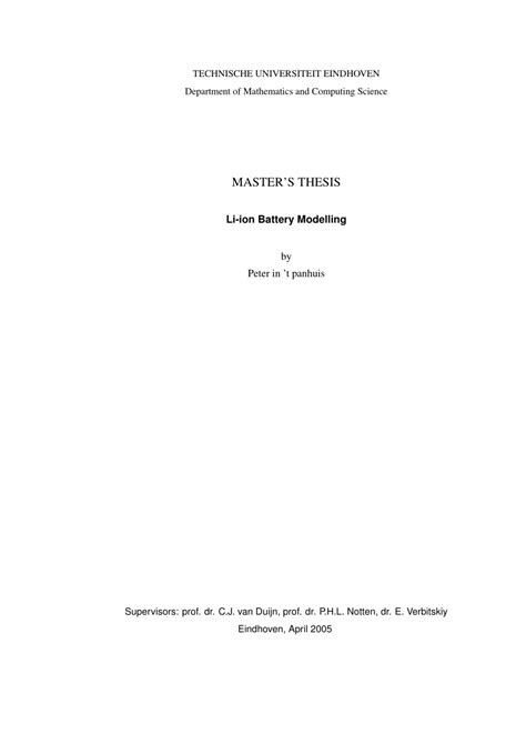 Pdf Li Ion Battery Modelling