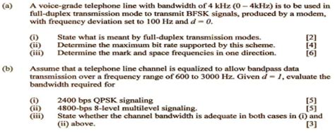 Solved A Voice Grade Telephone Line With A Bandwidth Of 4 Khz 0 4