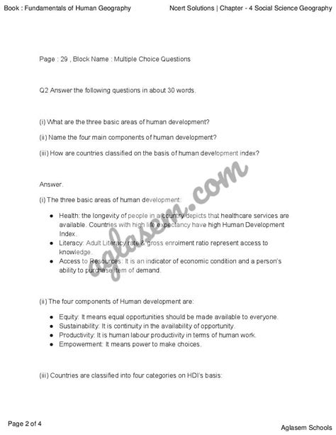 Ncert Solutions For Class 12 Geography Chapter 3 Human Development