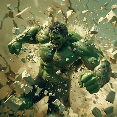 3d Rendered Photo Of Hulk Smashing Through A Wall Roaring In Fury With