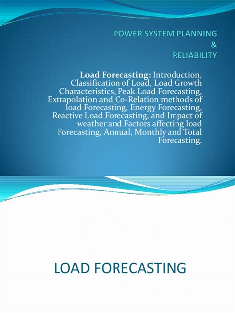 Load Forecasting Introduction Pdf Forecasting Errors And Residuals