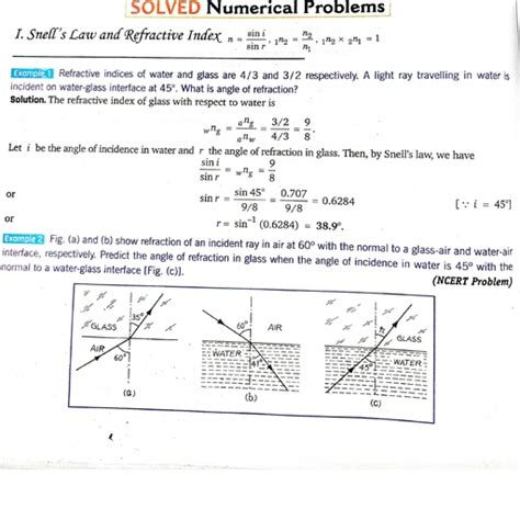Refraction Problems Physics Notes Teachmint