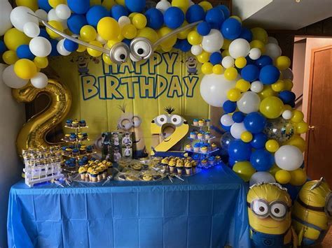 Minion Balloon Archbirthday Party Balloon Arch Dessert Table First Birthday Balloons Minion