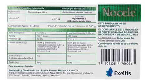Nocele Suplemento Alimenticio Con 30 Cápsulas En Venta En Miguel