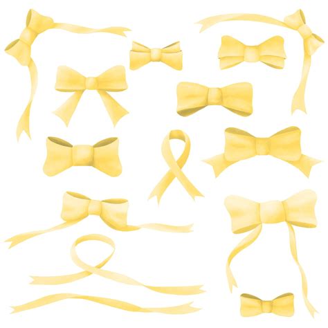 Premium Vector Yellow Watercolor Ribbon Bow Vector Collection