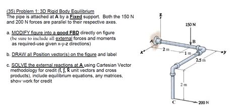 Solved 35 Problem 1 3d Rigid Body Equilibrium The Pipe Is