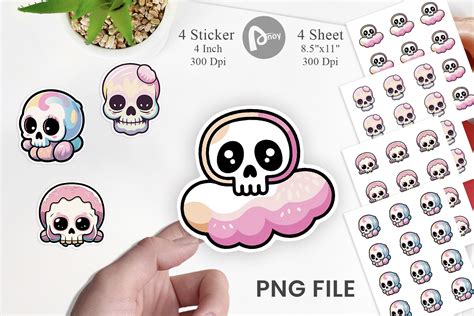 Sticker Cute Skull Graphic By Artnoy · Creative Fabrica