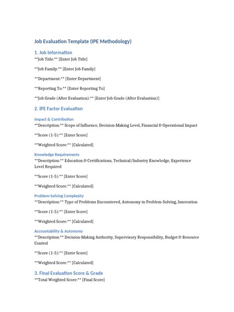 Job Evaluation Template Pdf