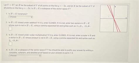 solved let v r2 let h be the subset of v of all points on