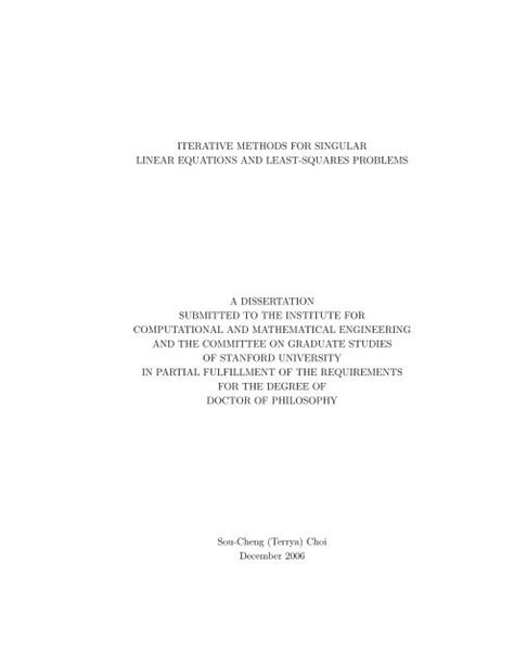 Iterative Methods For Singular Linear Equations And Least Squares
