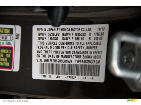 2013 Honda Insight Lx Hybrid Color Code Photos
