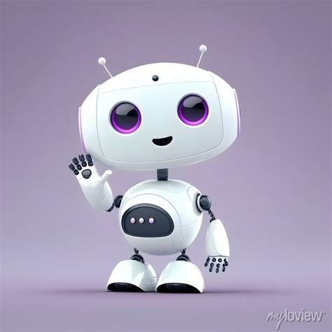Friendly Ai Chatbot Robot Character Waving Simple 3d Blue Background
