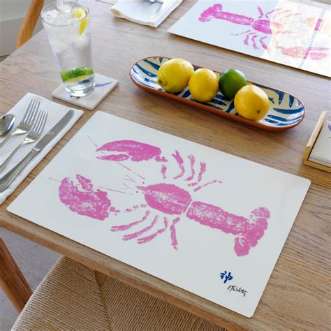 Rosecliff Heights Pink Lobster Placemat Set Of 10 Bright Coastal
