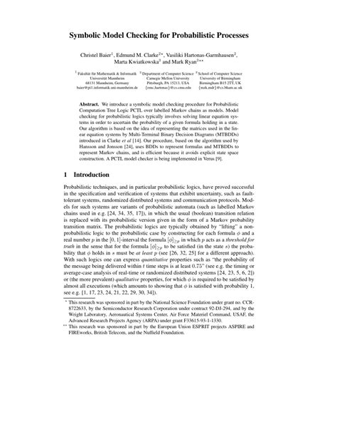 Pdf Symbolic Model Checking For Probabilistic Processes
