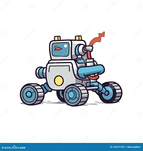 Cute Mars Rover Icon With Simple Design On White Background Stock Illustration Illustration Of