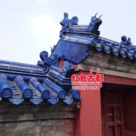 凉亭 寺庙 祠堂 仿古建筑琉璃瓦 中式瓦 钴蓝色琉璃瓦屋脊 阿里巴巴