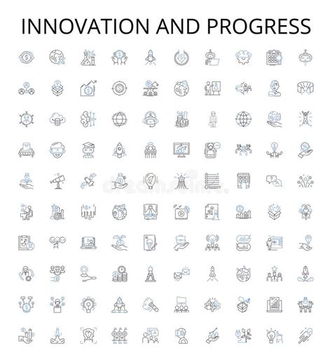 Innovation And Progress Outline Icons Collection Innovation Progress