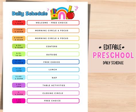 Daycare Daily Routine Schedule For Preschool