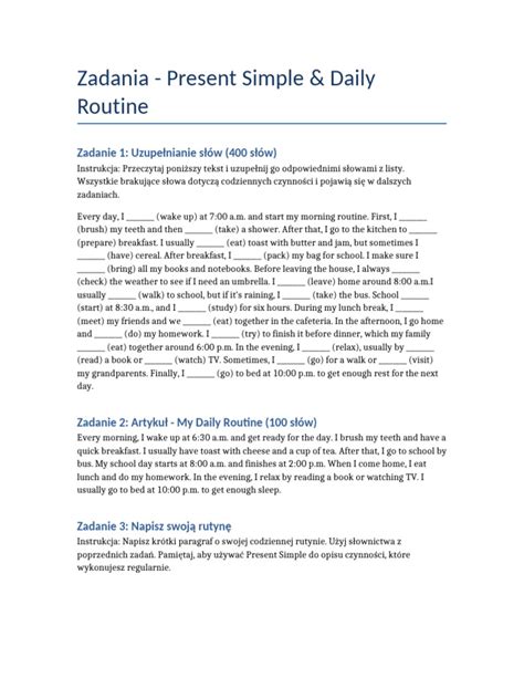 Presentsimpleanddailyroutinetasks Pdf