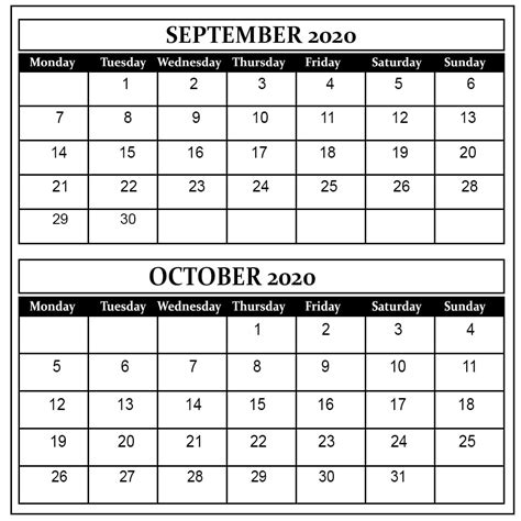 September October Calendar Printable Calendars 2025
