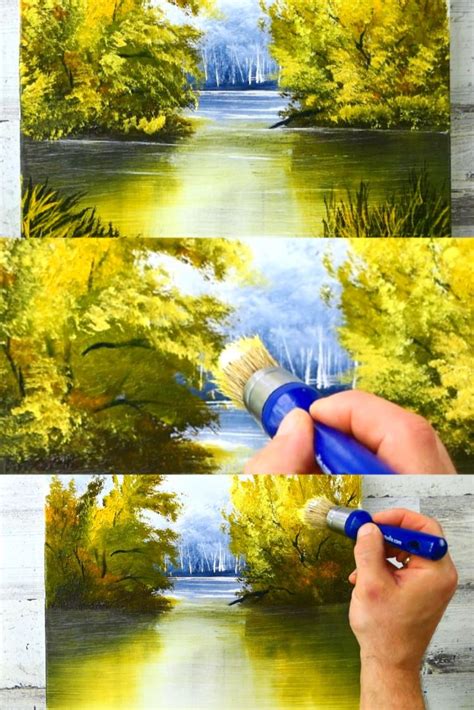 How To Paint Yellow Landscape On Canvas Urartstudio Landscape Painting
