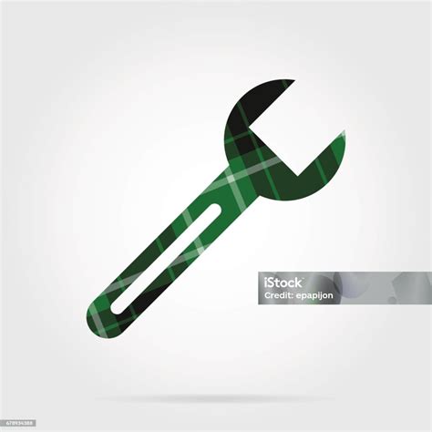 Green Black Tartan Isolated Icon Spanner Stock Illustration Download Image Now Abstract