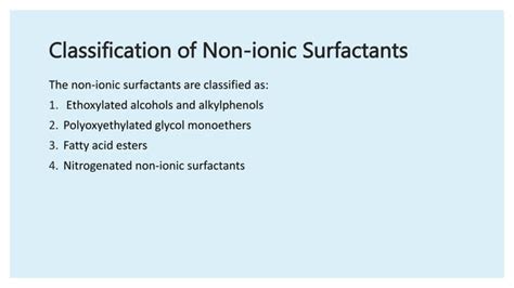 Non Ionic Surfactants And Their Applications Pptx