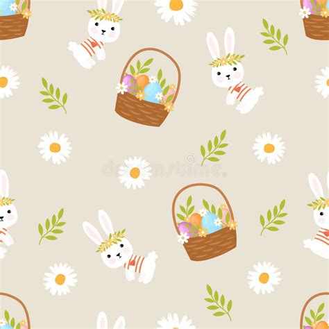 Seamless Pattern With Flowers Cartoons Vector Illustration Stock