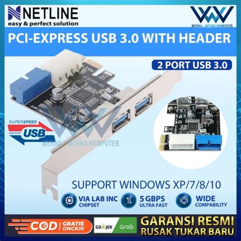 Jual Pci Express Pcie 2 Port Usb 30 With Header Card Pcix1 Netline