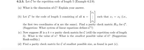 Example Repetition Code Let N Be An Integer Chegg