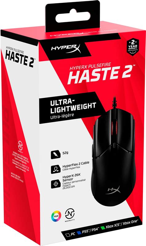Hyperx Pulsefire Haste 2 Lightweight Wired Optical Gaming Mouse With Rgb Lighting Black 6n0a7aa