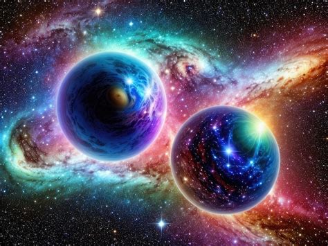 Premium Ai Image A Painting Of Two Planets In Space With A Nebula In