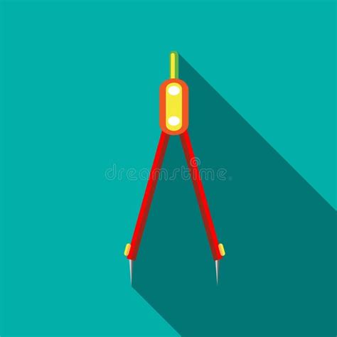 Red Compass Tool Icon In Flat Style Stock Vector Illustration Of