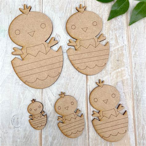 Mdf Easter Shape 10 Pack Chick In Egg Woodenshapecompany