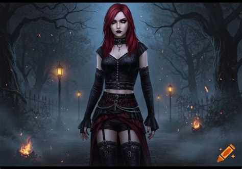 A Dark Haired Woman In A Leather Jacket And Lace Top Stands In A