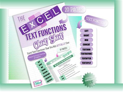 Excel Text Functions Cheat Sheet Printable Excel Tutorial Pdf