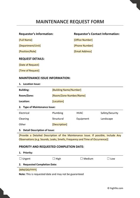 Free Printable Maintenance Request Form Free Printables