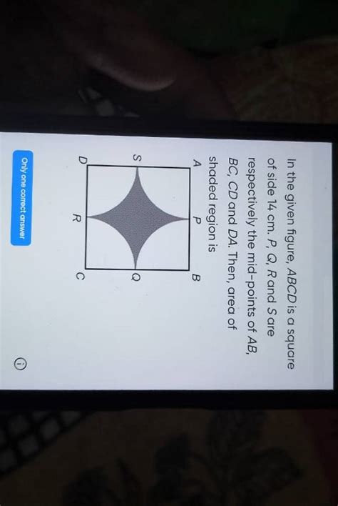 In The Given Figure ABCD Is A Square Of Side Cm P Q R And S Are Respe