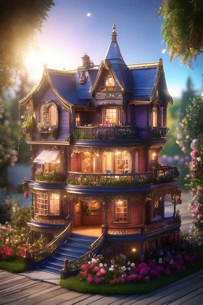 Premium Ai Image Night Lighting House