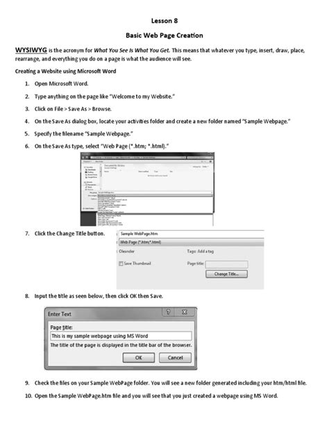 Lesson 8 Notes Web Page Creation Pdf