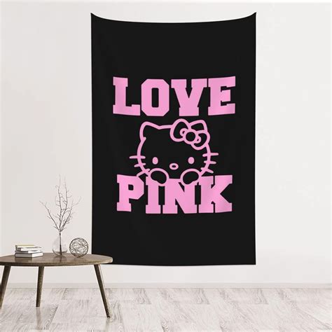 Love Pink Hello Kitty Tapestry Hello Kitty Room Decor Cute Room Decor Wall Decor Bedroom