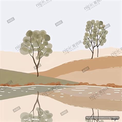 Ai创作图卡通干枯树木素材 河岸大树河道大树 河边树木树挂 小树装饰画元素 胡杨林戈壁滩插画 唯美扁平肌理树 手绘树木装饰画素材 滩涂湿地插画 河滩小树 卡通树木插画 沙梨树插画 水墨树落叶树