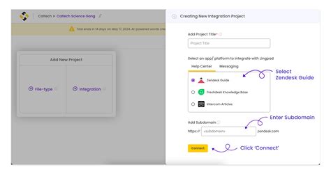 how to setup zendesk guide integration project in lingpad