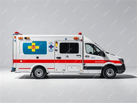 A Ambulance On White Background Premium Ai Generated Image