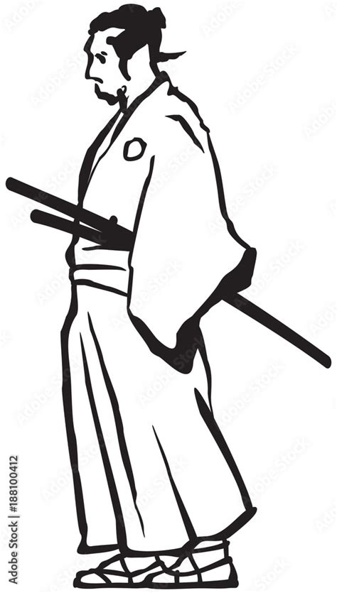 Samurai Black And White Drawing Mufidnew